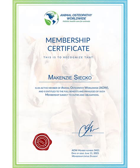 Makenzie Siecko Animal Osteopathy Worldwide