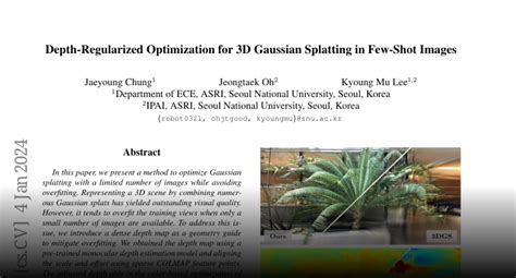 Paper Page Depth Regularized Optimization For 3d Gaussian Splatting