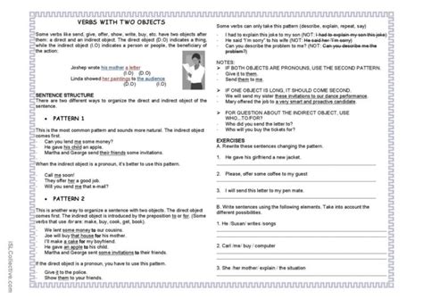 Verbs With Two Objects Guí English Esl Worksheets Pdf And Doc