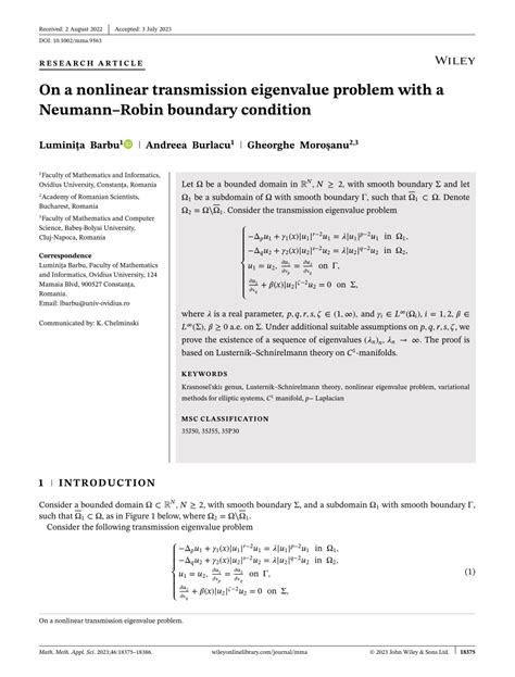 On A Nonlinear Transmission Eigenvalue Problem With A Neumannrobin Boundary Condition Request Pdf
