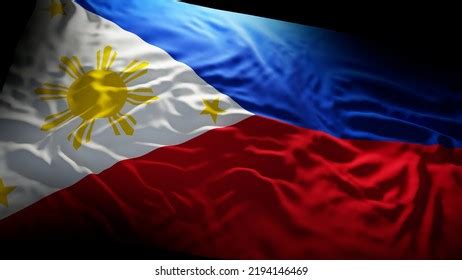 Philippine Flag Waving Dramatic Lighting 3d Stock Illustration