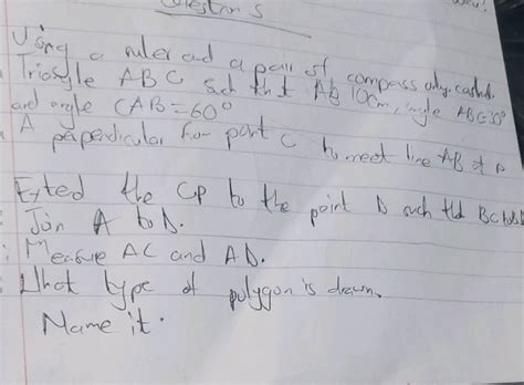 Using A Ruler And A Pair Of Compass Only Construct Triangle Abc Such
