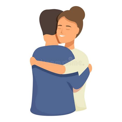 Female Smiling Couple Embrace Icon Cartoon Vector Love Partner Stock