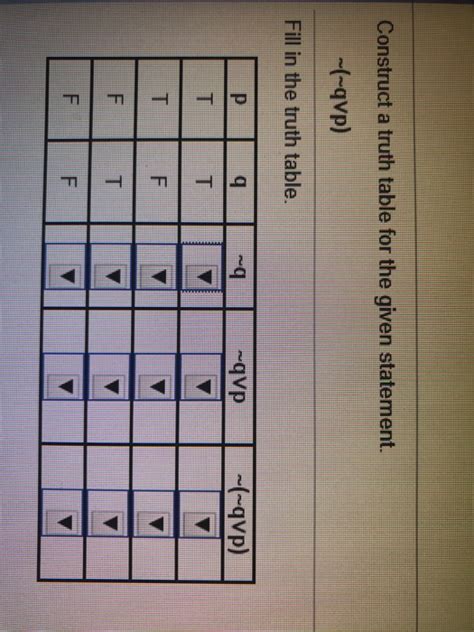 solved construct a truth table for the given statement