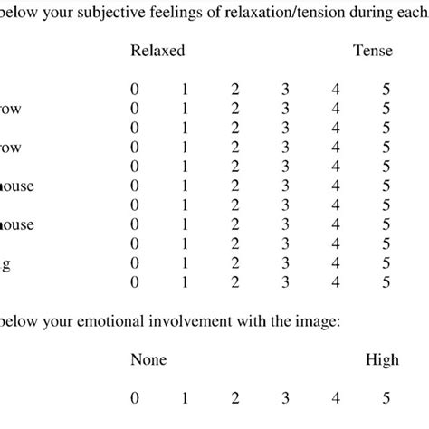 Physiological Assessment At The Computer Subjective Data Form Download Scientific Diagram