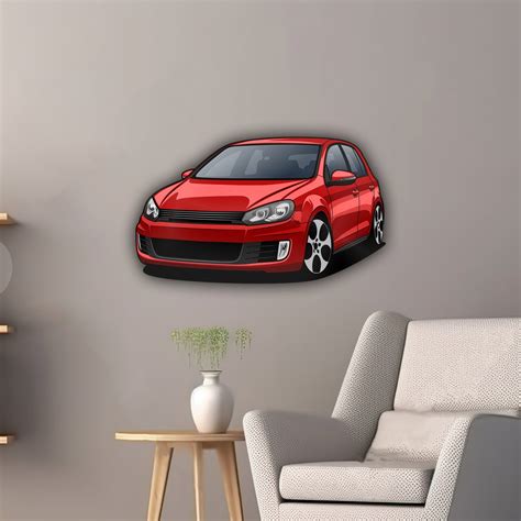 Golf R Plexiglass Car Illustrationcar Poster Car Portrait Car Art