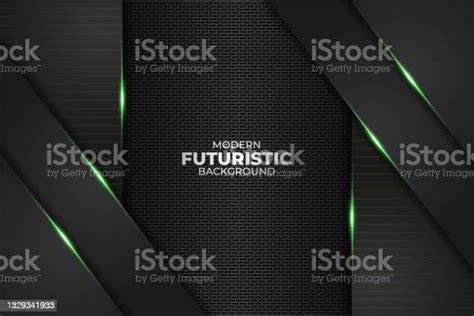 다크 배경의 현대 미래 기술 미니멀한 대각선 중첩 기하학적 글로우 네온 그린 0명에 대한 스톡 벡터 아트 및 기타 이미지 0명 3차원 형태 개념 Istock