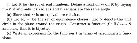 solved 4 let r be the set of real numbers define a