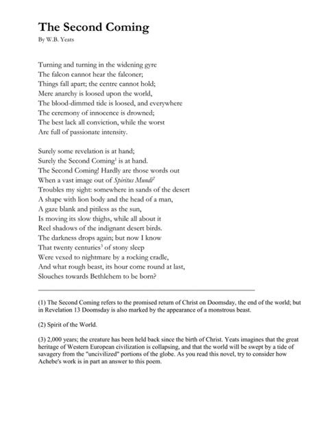 Yeats The Second Coming Analysis And Context