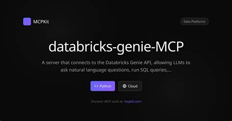 Databricks Genie Mcp Data Platforms Mcp Tool Mcpkit Mcpkit Mcp