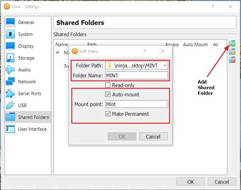 share a folder between host os and guest os in virtual box windows
