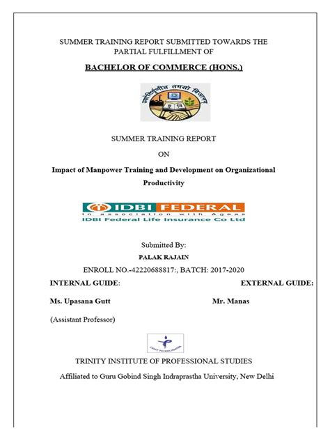 Summer Training Project Report Pdf Human Resources Insurance