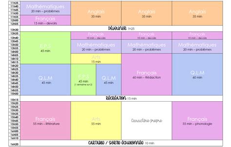 Ce1 • Outils • Emploi Du Temps