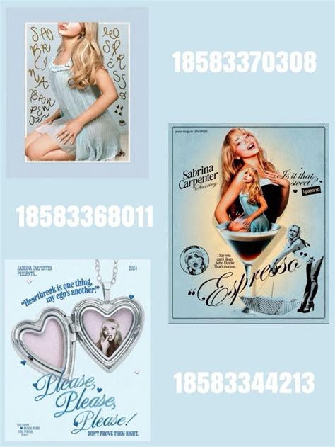 Bloxburg Sabrina Carpenter Poster Decal Codes In 2025 Preppy Decal Bloxburg Decals Codes