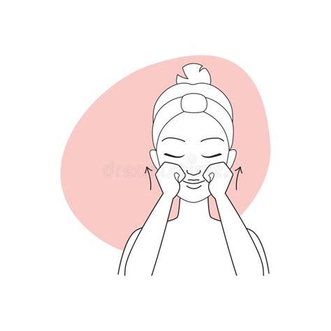 Model Girl Making Massage Of Cheeks Skin With Fingers Along Massage