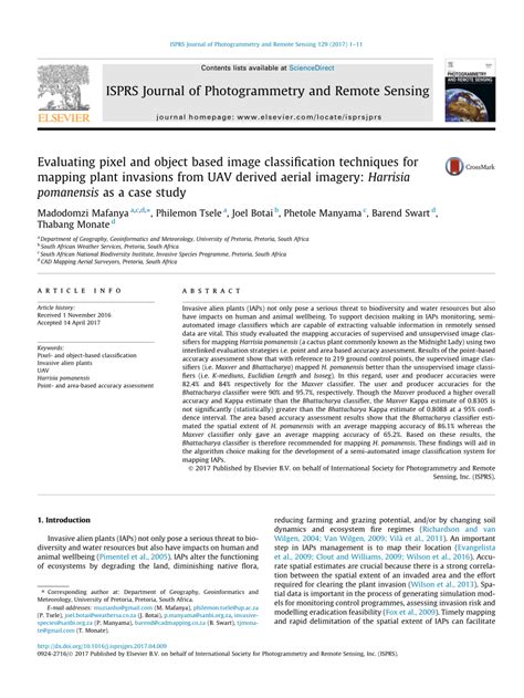 PDF Evaluating Pixel And Object Based Image Classification Techniques For Mapping Plant