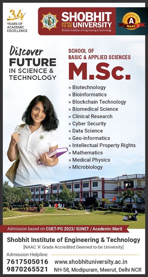 shobhit university on linkedin admission notice msc programs shobhit