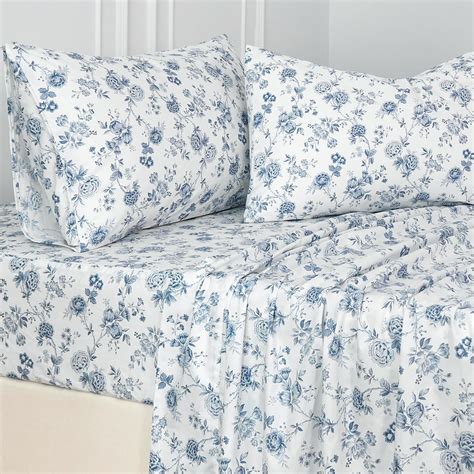Zusbest Floral Bed Sheets Set California King Percale