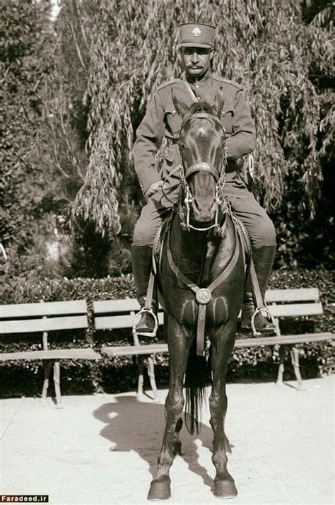 اعلاحضرت رضا شاه بزرگ سوار بر اسب در محوطه جلالیه در 1310