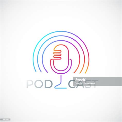 흰색 배경에 고립 된 팟 캐스트 다채로운 아이콘 라이너 스타일의 트렌디 한 팟 캐스트 엠블럼 벡터 그림입니다 노래에 대한 스톡