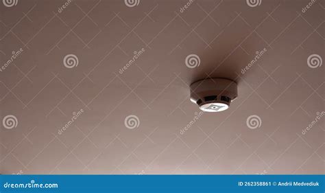 Fire System Indoors White Smoke Detector Issue A Signal To A Fire Alarm Control Panel As Part