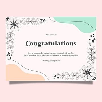 Congratulations Greeting Card Template In Elegant Style With Simple ...