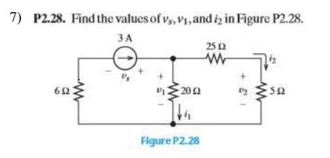 solved 7 p2 28 find the values of vs v1 and i2 in figure