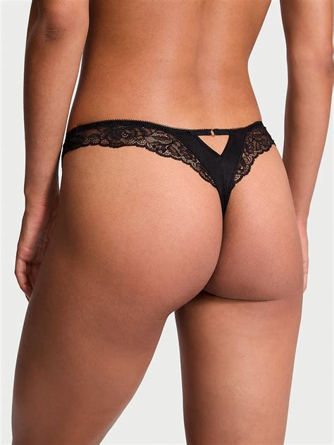 Buy Rose Lace Trim High Leg Thong Panty Black Order Panties Online