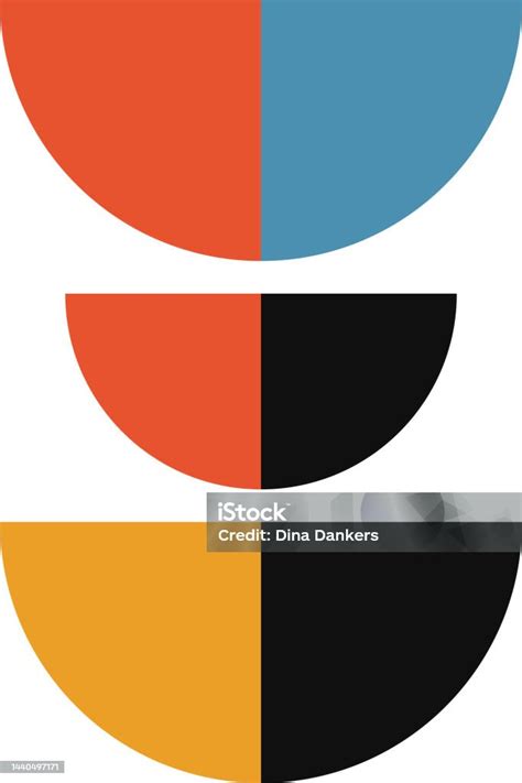 추상적인 기하학적 미니멀리스트 작품 원 사각형 삼각형과 같은 간단한 모양으로 만든 벡터 일러스트레이션 바우 하우스 스타일의 복고풍 배경과 대담한 색상 흰색에 빨간색 노란색