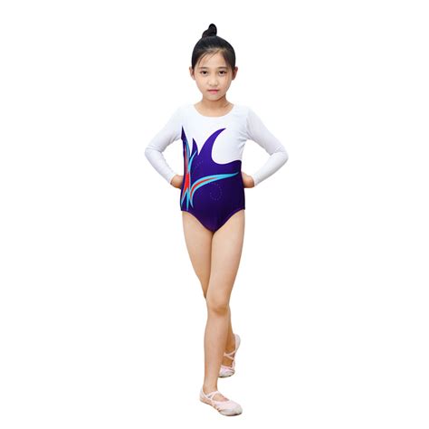 Body Ginnastica Artistica Girls Long Sleeve Sparkle Leotards Rainbow
