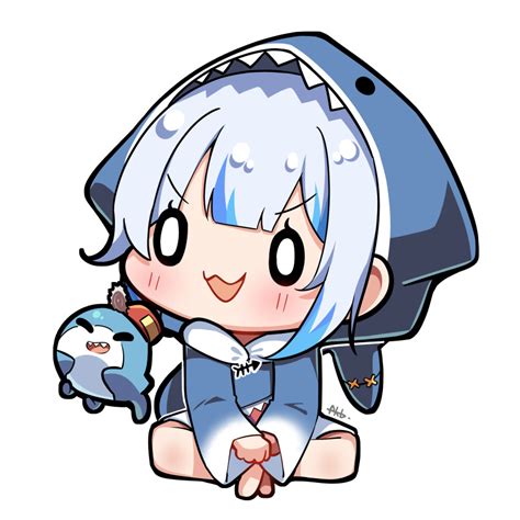Safebooru 1girl Absurdres Animal Hood Bloop Gawr Gura Blue Hair