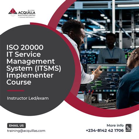 Iso 20000 It Service Management System Itsms Implementer Course Acquilla Solutions Limited Asl