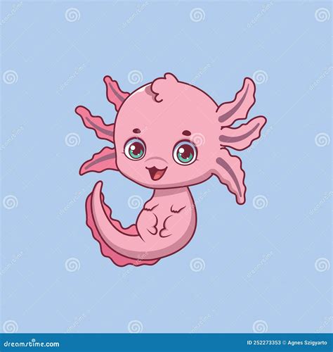 Illustration Of A Cartoon Axolotl On Colorful Background 252273353