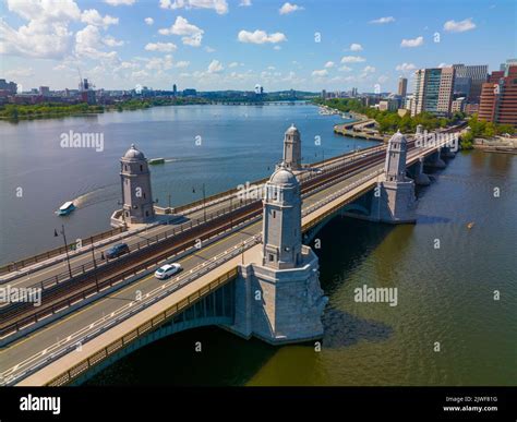 Longfellow Bridge Aerial View That Connects City Of Boston Left And