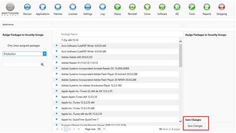 assign packages to security groups
