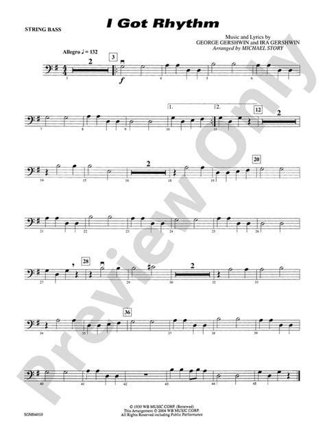 I Got Rhythm String Bass String Bass Part Digital Sheet Music Download