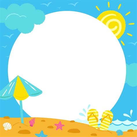 손으로 그린 여름 프레임 소셜 미디어 템플릿 프리미엄 벡터