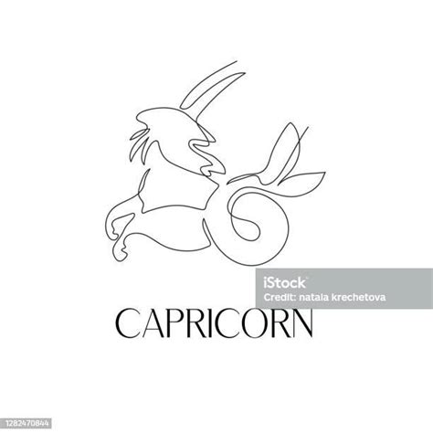 염소 자리 조디악 기호 한 줄 미니멀리즘 스타일의 벡터 일러스트레이션 연속 선입니다 검은색에 대한 스톡 벡터 아트 및 기타