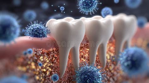 Dental Plaque Bacteria Causing Tooth Infection And Treatment Concept Stock Illustration