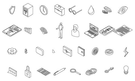 Biometric Authentication Icons Set Vector Outine 8532474 Vector Art At