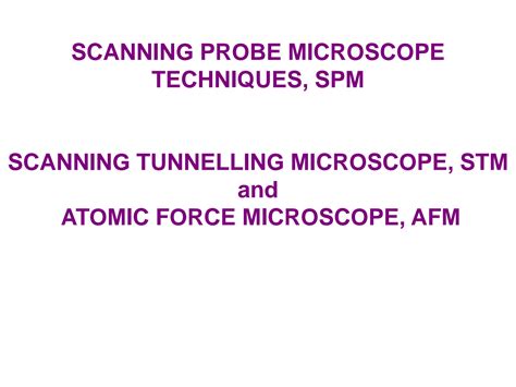 Solution Analytical Chemistry Scanning Probe Microscopic Techniques