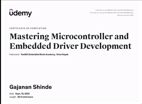 gajanan shinde on linkedin udemy embeddedsystems certificate