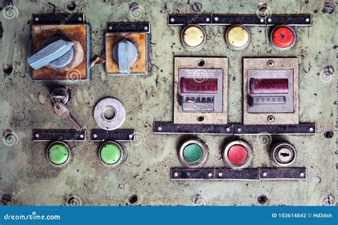 Dirty Old Machine Control Panel With Buttons Stock Illustration Illustration Of Control Panel