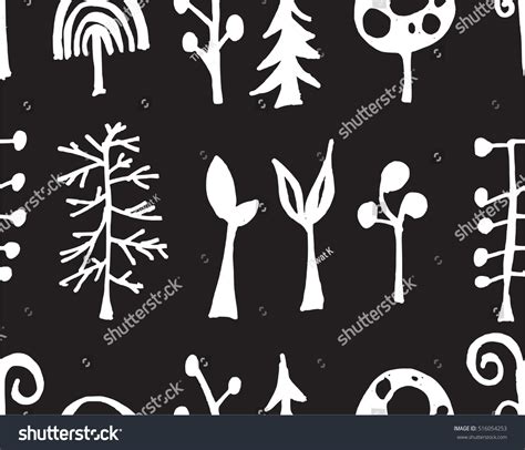 Set Tree Doodles Seamless Stock Vector Royalty Free 516054253 Shutterstock
