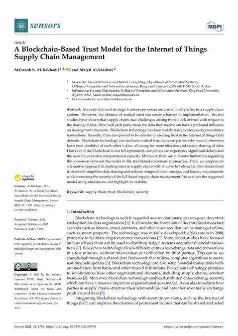 pdf a blockchain based trust model for the internet of things supply