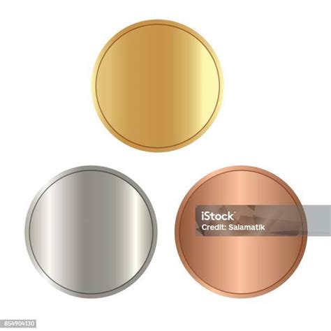 동전 또는 금속 텍스처 골드 메달에 대 한 서식 파일을 빈은 청동 백색 배경에 고립 벡터 0명에 대한 스톡 벡터 아트 및 기타 이미지 Istock