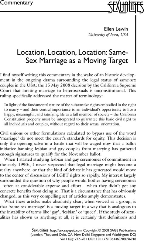 location location location same sex marriage as a moving target