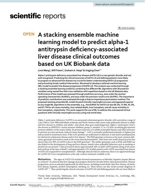 Pdf A Stacking Ensemble Machine Learning Model To Predict Alpha 1