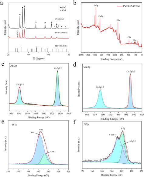 A Xrd Spectrum Of Pvdf Zno Pvdf Zno Cus B Xps Spectra Of