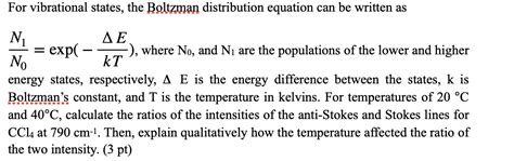 Solved For Vibrational States The Boltzman Distribution
